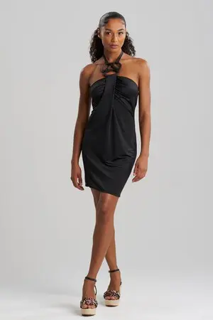 Natori Solid Jersey Halter Mini Dress