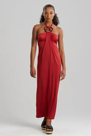Natori Solid Jersey Halter Dress