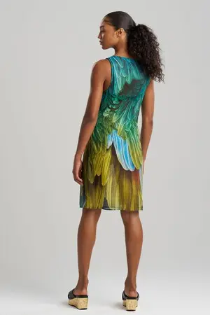 Natori Printed Mesh Mini Dress