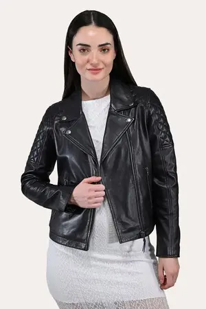 Frye Oklahoma Leather Biker Jacket - Black