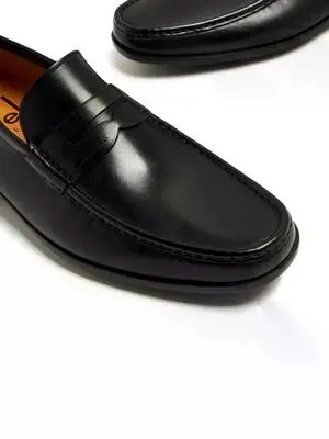 Magnanni Penny-slot Leather Loafers - Black