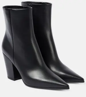 GIANVITO ROSSI Keinna 85 Leather Ankle Boots - Black