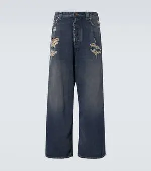Balenciaga Distressed Wide-leg Mid-rise Jeans