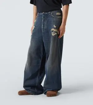 Balenciaga Distressed Wide-leg Mid-rise Jeans