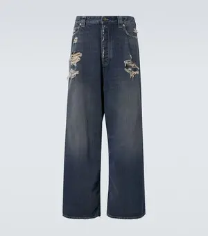Balenciaga Distressed Wide-leg Mid-rise Jeans
