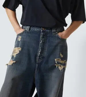 Balenciaga Distressed Wide-leg Mid-rise Jeans