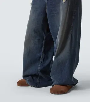 Balenciaga Distressed Wide-leg Mid-rise Jeans