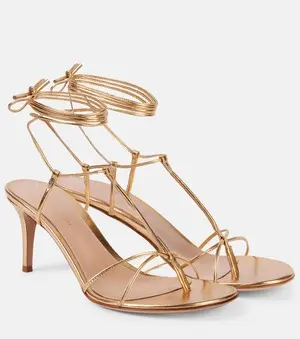 GIANVITO ROSSI 70 Metallic Leather Thong Sandals - Gold