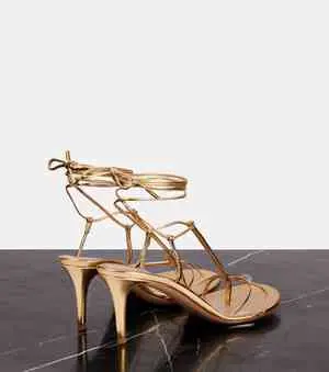 GIANVITO ROSSI 70 Metallic Leather Thong Sandals