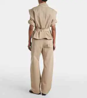 LEMAIRE Belted Cotton Twill Denim Vest - Beige
