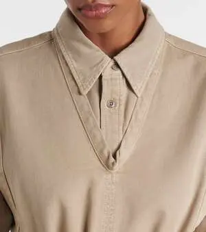 LEMAIRE Belted Cotton Twill Denim Vest - Beige