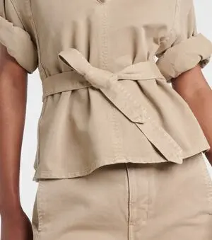 LEMAIRE Belted Cotton Twill Denim Vest - Beige