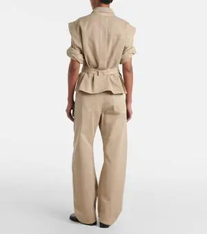 LEMAIRE Belted Cotton Twill Denim Vest - Beige