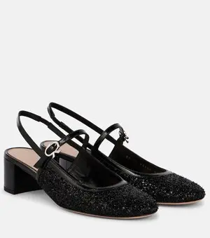 GIANVITO ROSSI Leather-trimmed Slingback Pumps - Black