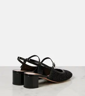 GIANVITO ROSSI Leather-trimmed Slingback Pumps - Black