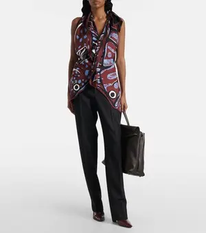 Bottega Veneta Printed Halterneck Silk Twill Top - Multicoloured