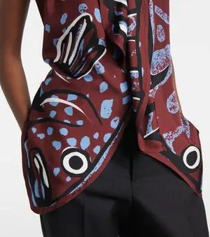 Bottega Veneta Printed Halterneck Silk Twill Top - Multicoloured