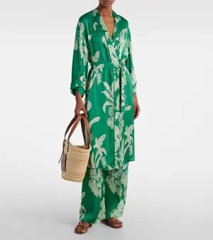 Poupette St Barth Erica Floral Satin Kaftan