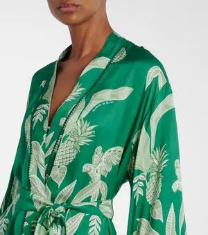 Poupette St Barth Erica Floral Satin Kaftan