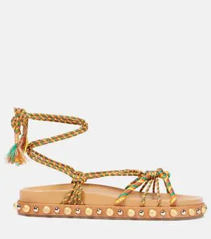AQUAZZURA Embellished Raffia Sandals - Multicoloured