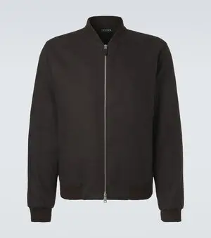 Zegna Linen Bomber Jacket Brown