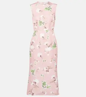 Erdem Floral Cotton-blend Faille Midi Dress - Pink