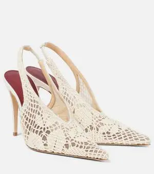 Magda Butrym 105 Crochet Slingback Pumps - White