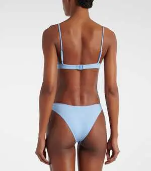 Coperni Floral-appliqué Bikini Top - Blue