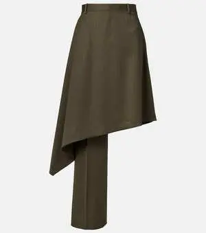 Bottega Veneta Asymmetric Wool Midi Skirt - Green