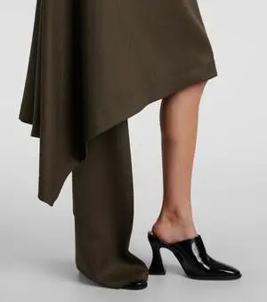 Bottega Veneta Asymmetric Wool Midi Skirt - Green