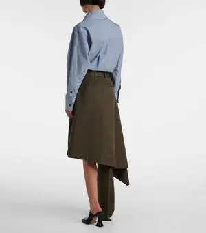 Bottega Veneta Asymmetric Wool Midi Skirt
