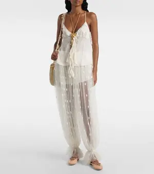 Chloé Embroidered Wide-leg Pants