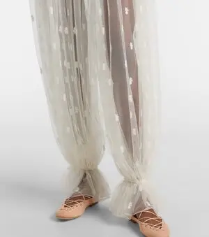 Chloé Embroidered Wide-leg Pants