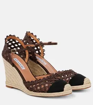 AQUAZZURA Sunburst 100 Espadrille Wedges - Brown