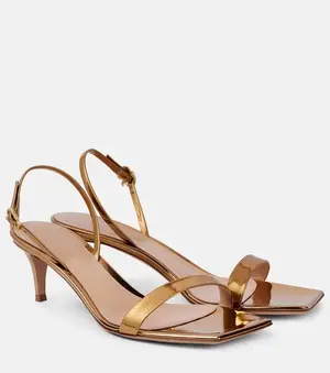 GIANVITO ROSSI Ribbon 55 Metallic Leather Sandals - Gold