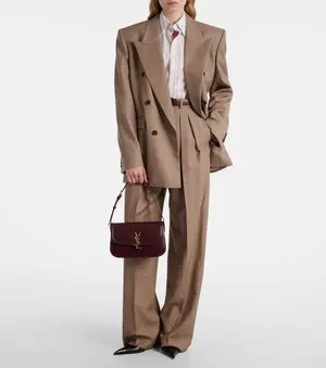 Saint Laurent Solferino Small Leather Shoulder Bag - Burgundy
