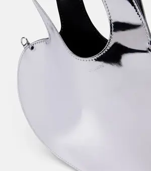 Coperni Heart Mirrored Leather Crossbody Bag - Silver
