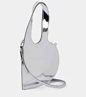 Coperni Heart Mirrored Leather Crossbody Bag - Silver