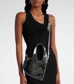 Coperni Heart Mirrored Leather Crossbody Bag - Silver