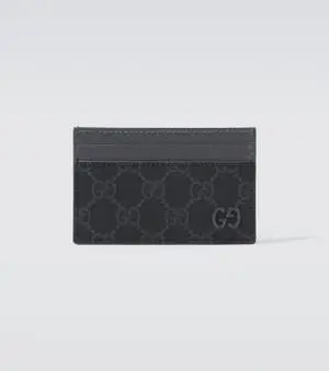 Gucci Gg Canvas And Leather Card Holder - Black
