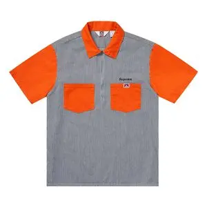 Supreme X Ben Davis Half Zip Work Shirt 'hickory Stripe - Orange