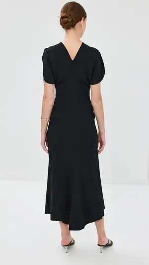 Victoria Beckham Gathered Waist Midi Dress - Black