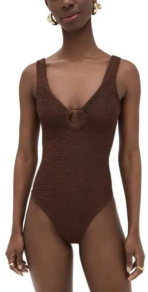 Hunza G Celine One-piece Swimsuit - Metallic Chocolate
