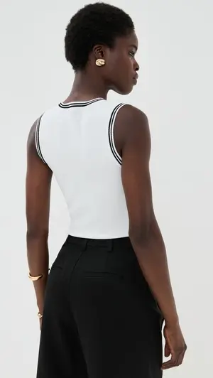LE BOP Ringer Tank Bodysuit - White & Black