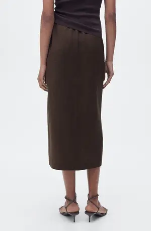 Mango Side Tie Linen Wrap Skirt