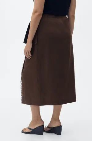 Mango Side Tie Linen Wrap Skirt