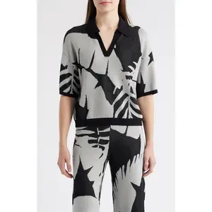 525 America Palm Tree Polo Sweater - Black Multi