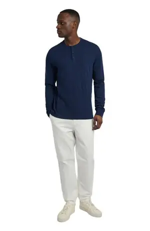 Onia Long Sleeve Slub Henley Deep Navy