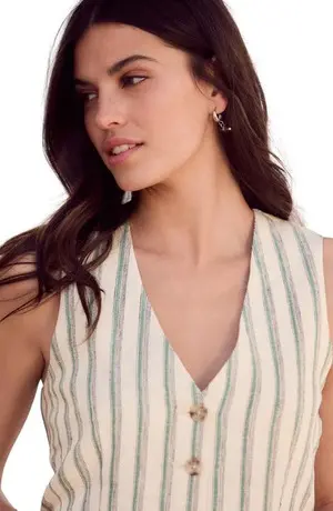 NEXT Striped Linen-blend Vest