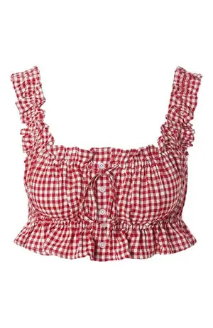 WeWoreWhat Ruffle Button Up Crop Top